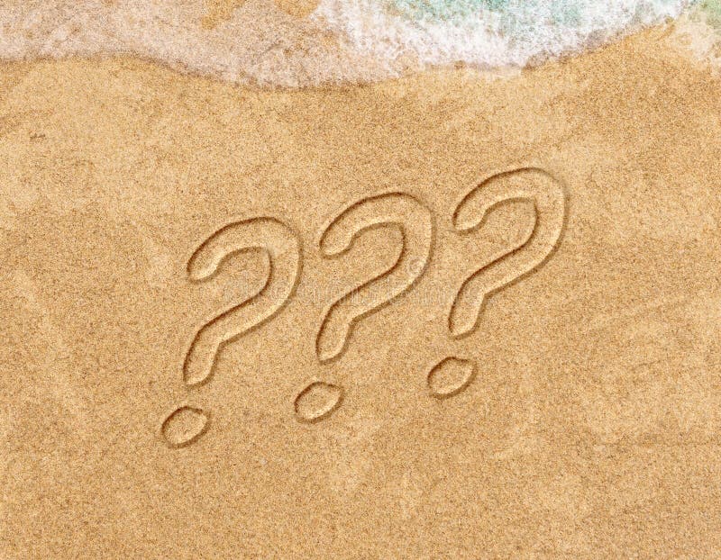 Question Mark Sign Handwritten in Sand Beach Stock Image - Image of ...