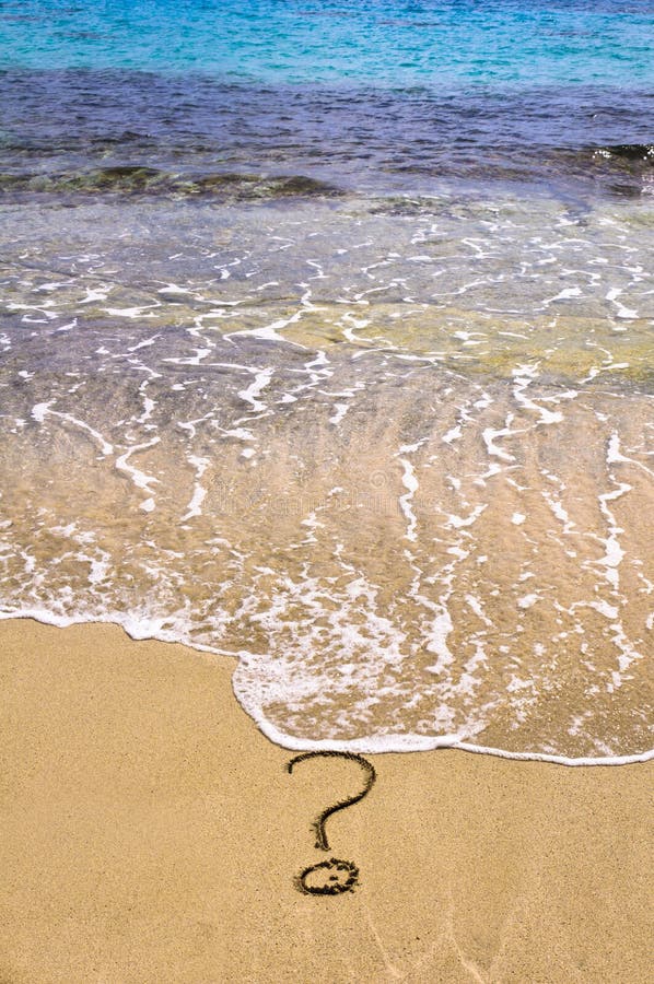 Question Mark Sign in Sand Beach Stock Photo - Image of lost, abstract ...