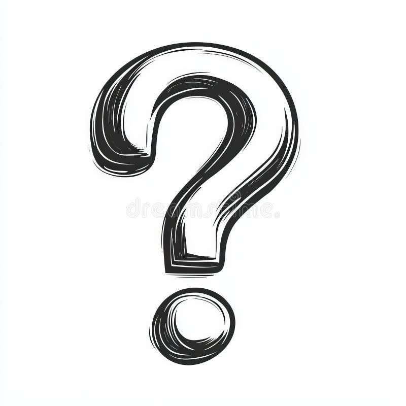 Question Mark Silhouette , Black and White Illustration Isolated on ...