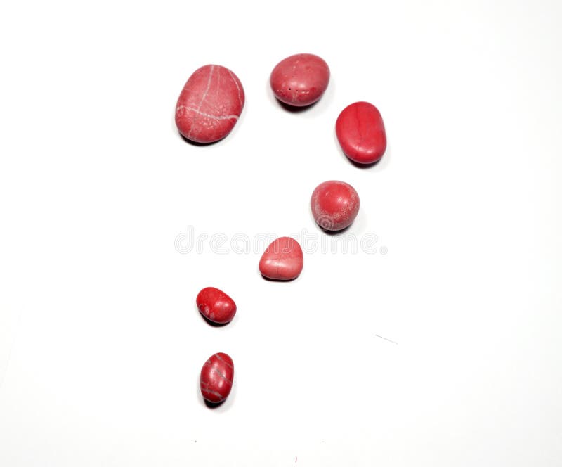 Question Mark with Small Red Stones on White Floor. Stock Photo - Image ...