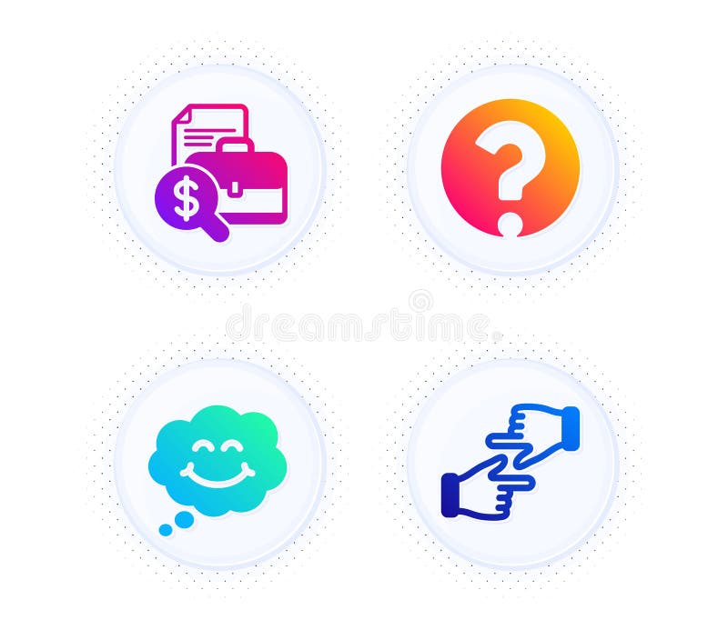 Question Mark, Smile and Accounting Report Icons Set. Click Hands Sign ...