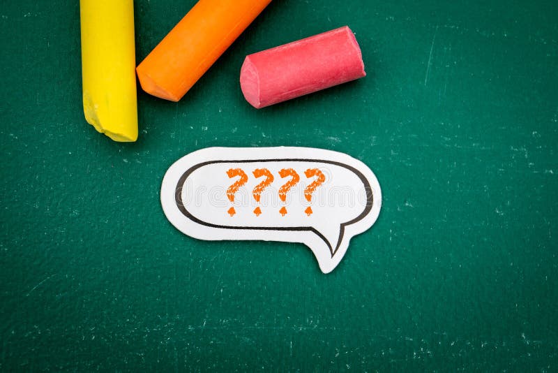 Question Mark Speech Bubble on Green Chalkboard Background Stock Image ...