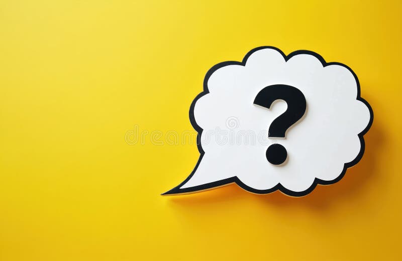 Question Mark Speech Bubble on Yellow Background. Concept of Questions ...