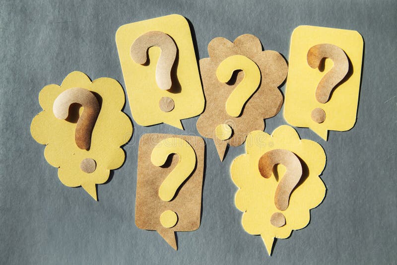 Question Mark on Speech Bubbles, Gray Background Stock Photo - Image of ...