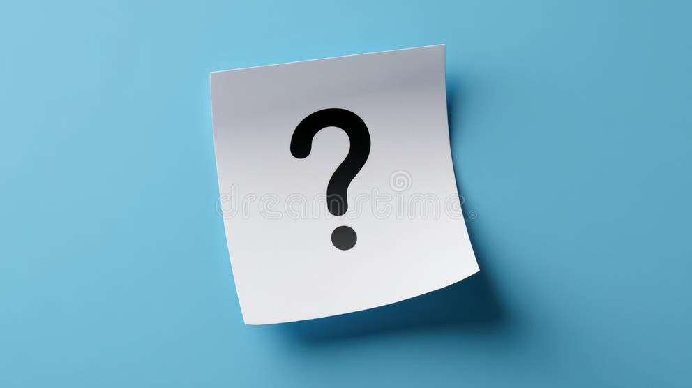 The Question Mark on a Sticky Note Against a Blue Background AI ...