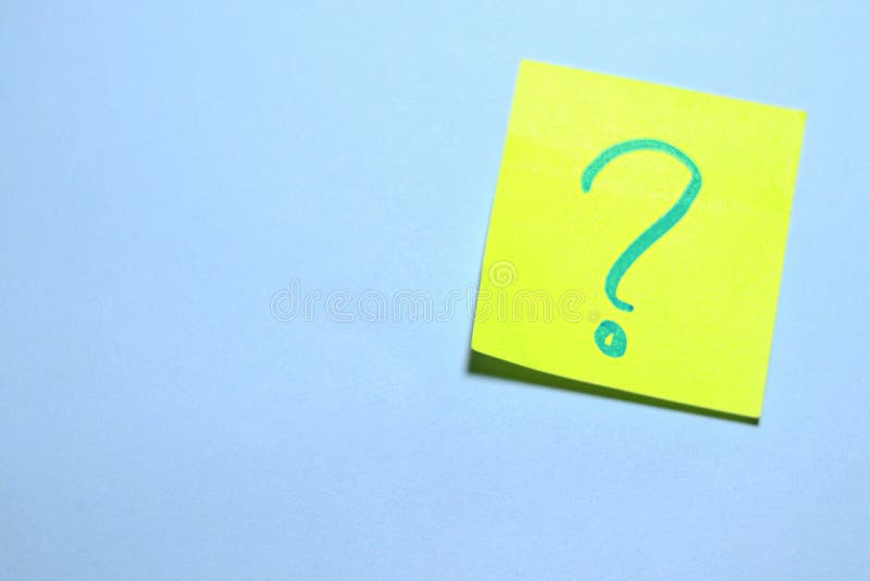 Question Mark on a Sticky Note, Sky Blue Background Stock Image - Image ...