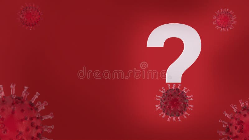 Question Mark Surrounded by Red Viruses on Studio Background with Space ...
