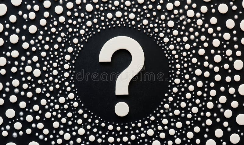 Question Mark Surrounded by White Dots on Black Background, Abstract ...
