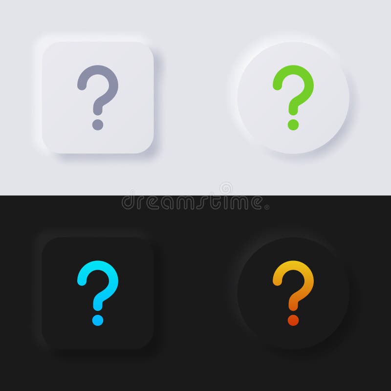 Question Mark Symbol Button Icon Set, Multicolor Neumorphism Button ...