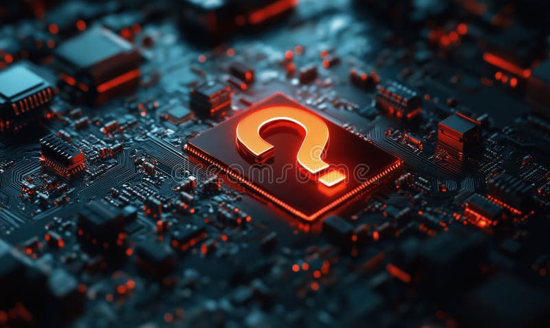 Question Mark Symbol on Circuit Board Representing Technology ...