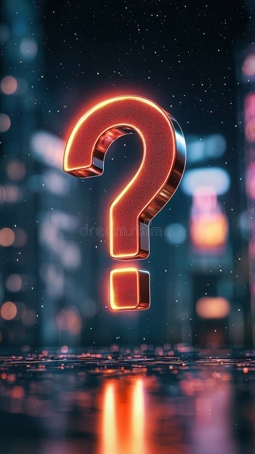 Question Mark Symbol Floating in Space with Glowing Effect Wide Angle ...