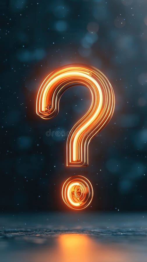 Question Mark Symbol Floating in Space with Glowing Effect Wide Angle ...