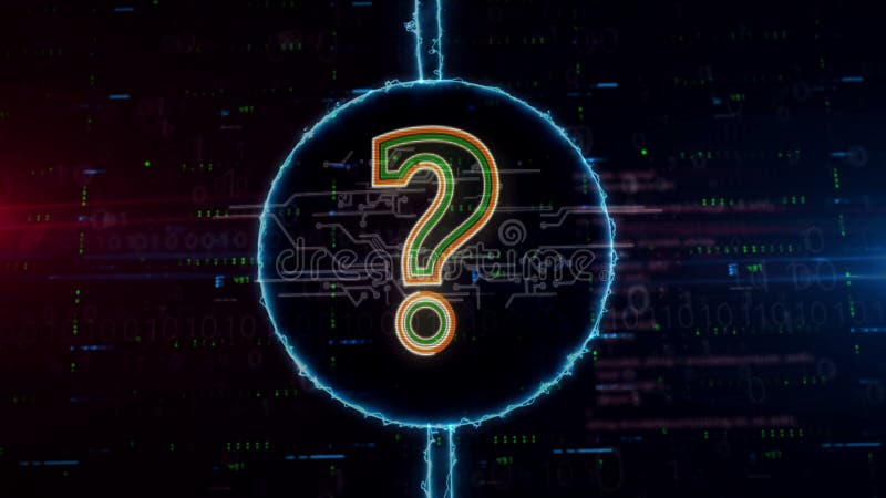 Question Mark Symbol Hologram in Electric Circle Stock Video - Video of ...