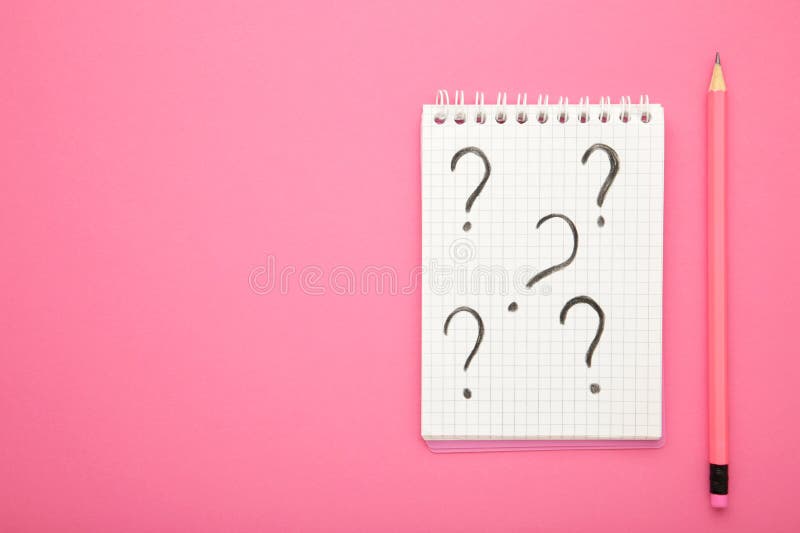 Question Mark Symbol on White Paper with Pencil on Pink Background ...