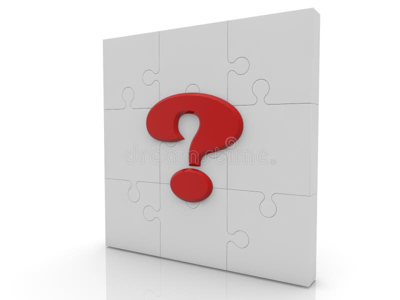 Question Mark Symbol on White Puzzle Surface Stock Illustration ...