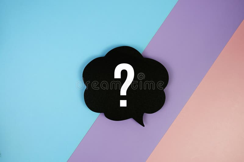 Question Mark Text on Speech Bubble Top View on Blue, Purple and Pink ...