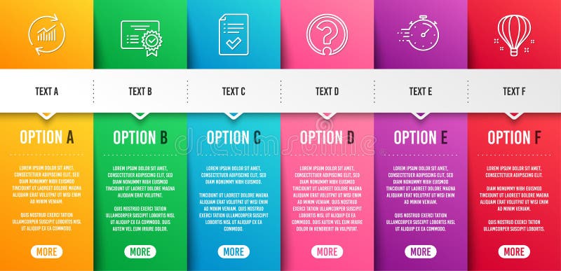 Question Mark, Timer and Update Data Icons Set. Certificate, Approved ...