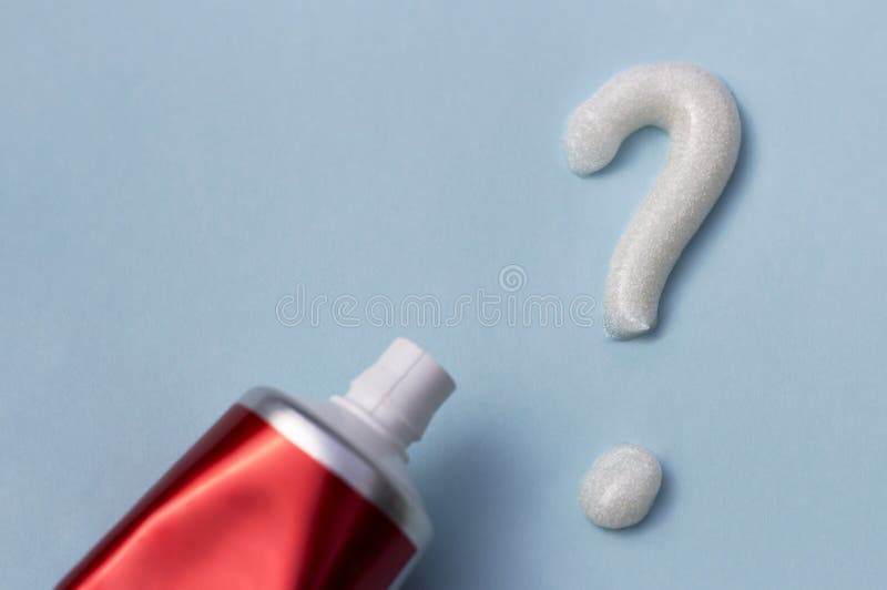 Question Mark from Toothpaste on Blue Background, Toothpaste Selection ...