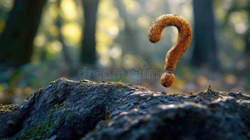 A Question Mark on a Tree Stump in the Woods, Perfect for Representing ...
