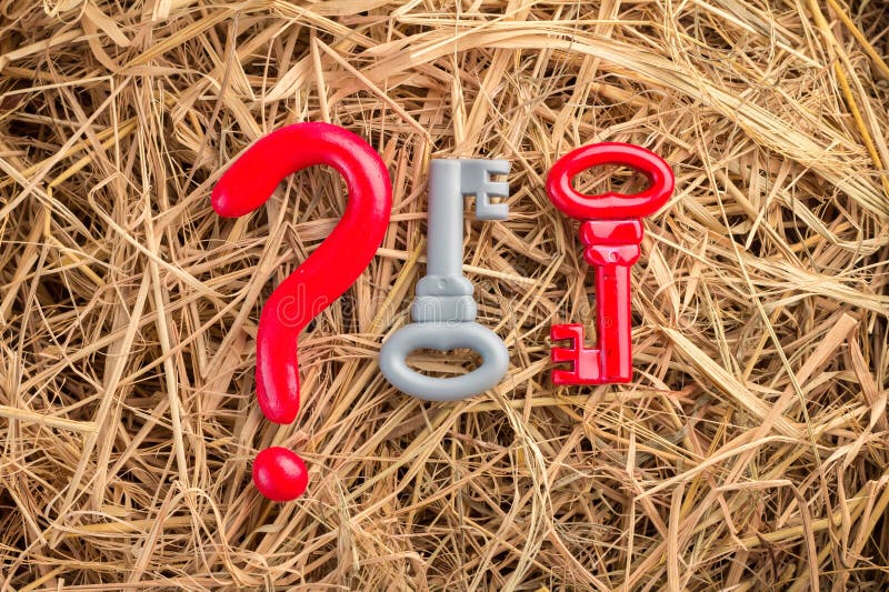 Question Mark and Two Keys on Hay Backfround Stock Photo - Image of ...