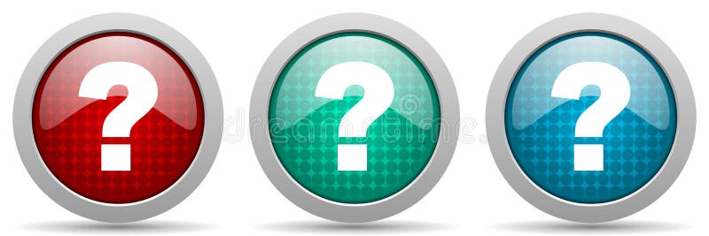 Question Mark Vector Icon Set, Glossy Web Buttons Collection Stock ...