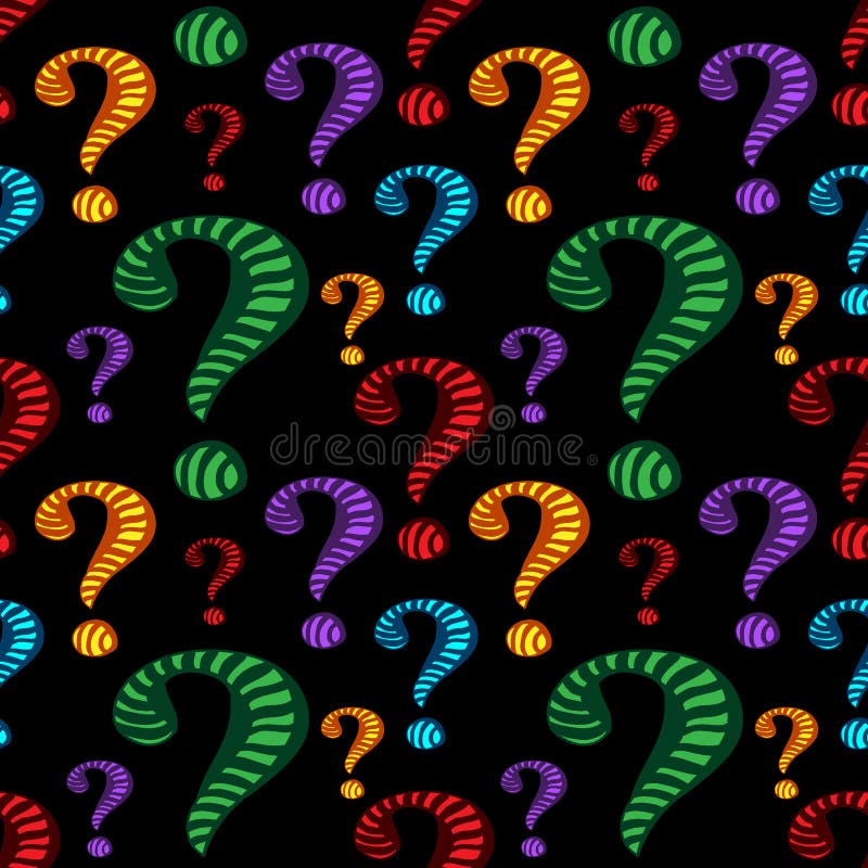 Question Mark. Vector Seamless Pattern with Iridescent Punctuation Si ...