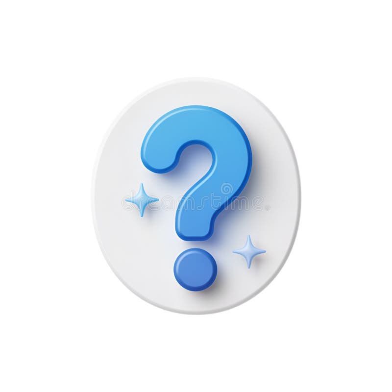 Question Mark Icon with Stars on White Circle, 3d Render Illustration ...