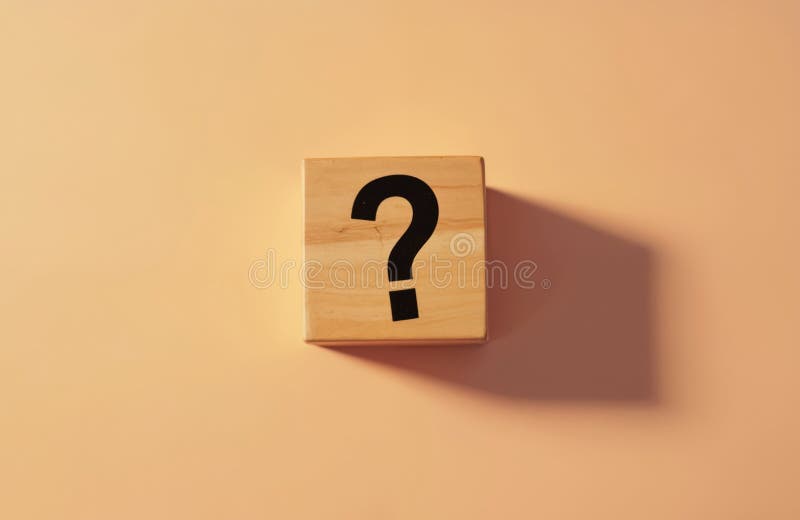Question Mark on Wooden Cube on Beige Surface. FAQ Answer Symbol ...