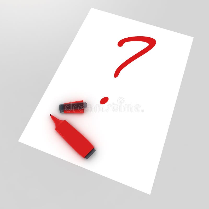 Question Mark Written by Red Highlighter Stock Illustration ...