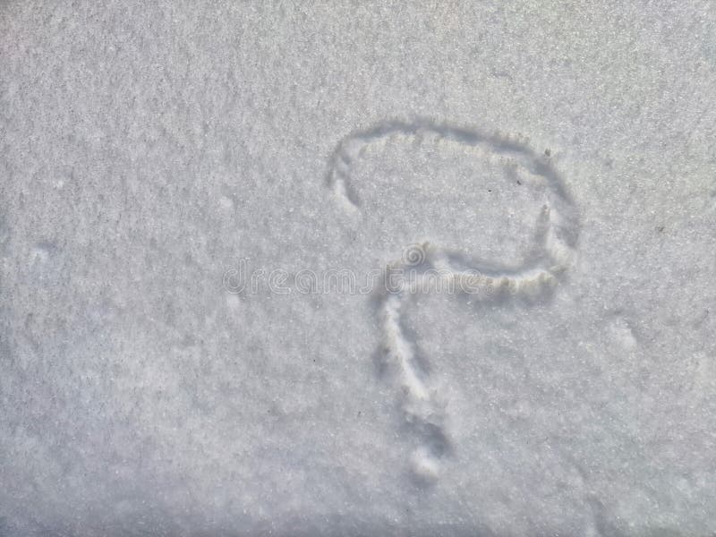 A Question Mark Written in the Snow. the Cold Frosty Texture of the ...