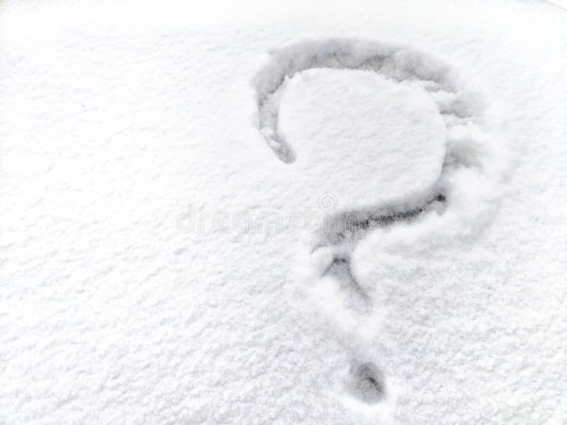 A Question Mark Written in the Snow. the Cold Frosty Texture of the ...
