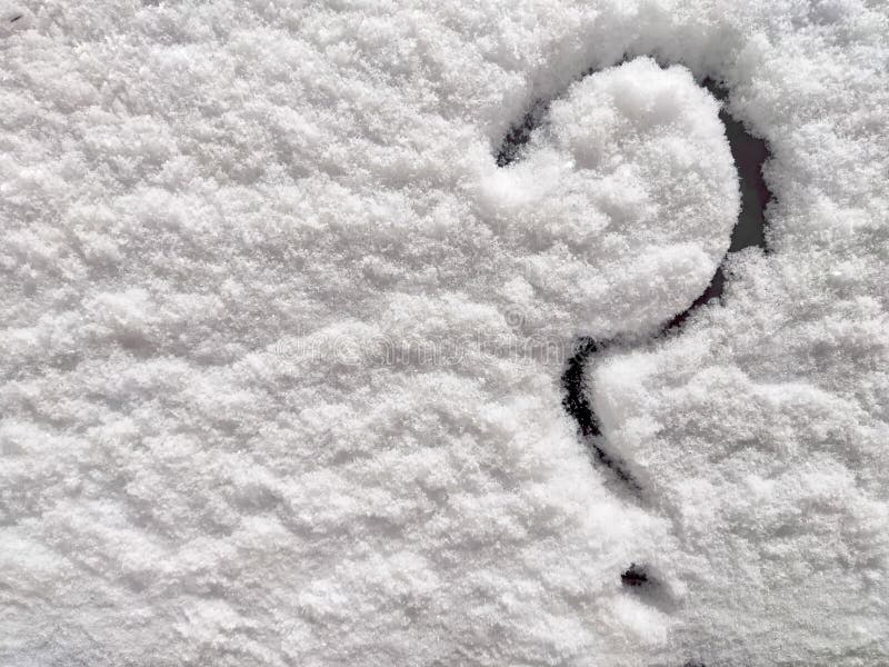 A Question Mark Written in the Snow. the Cold Frosty Texture of the ...