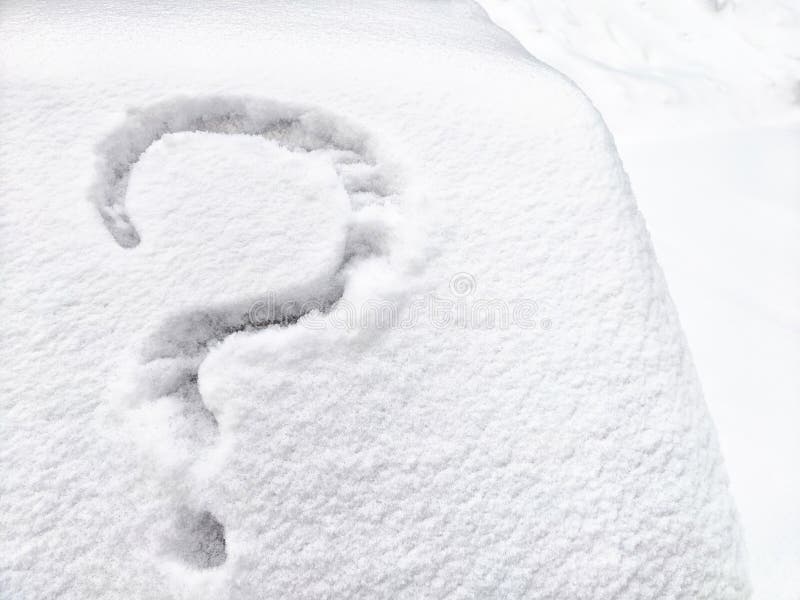 A Question Mark Written in the Snow. the Cold Frosty Texture of the ...