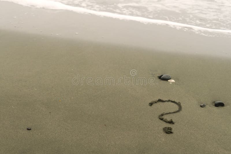 Question Mark on Sandy Beach Stock Photo - Image of coastline, sandy ...