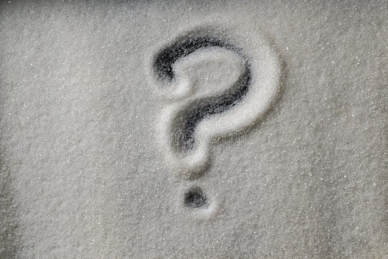 Question Mark Written on White Sugar Background, Top View, Closeup ...