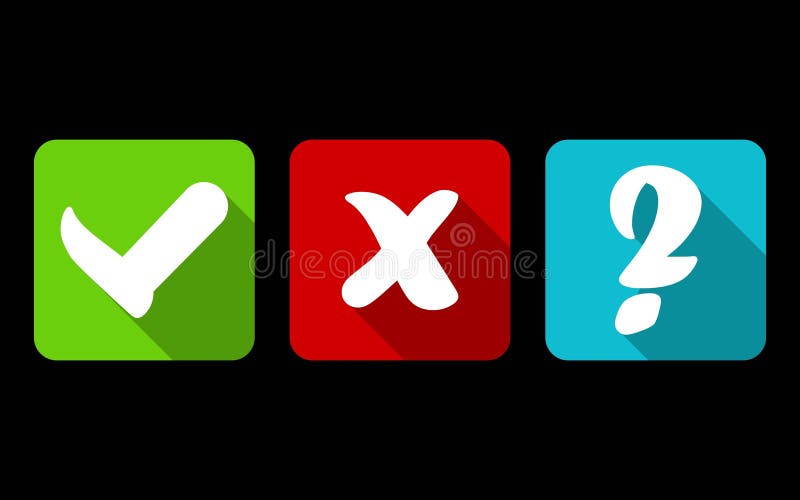 Question Mark, Wrong Sign and Correct Sign Icon Design or Logo Design ...