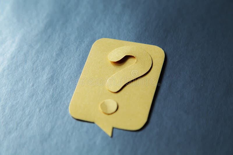 Question Mark on Yellow Speech Bubble, Gray Background Stock Image ...
