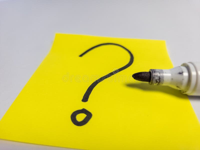 Question Mark on Yellow Sticky Note with Marker for Concept Stock Image ...