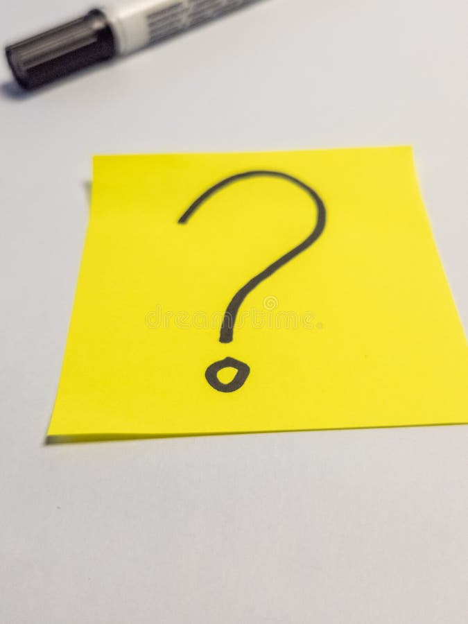 Question Mark Yellow Sticky Note Marker White Surface Stock Photos ...