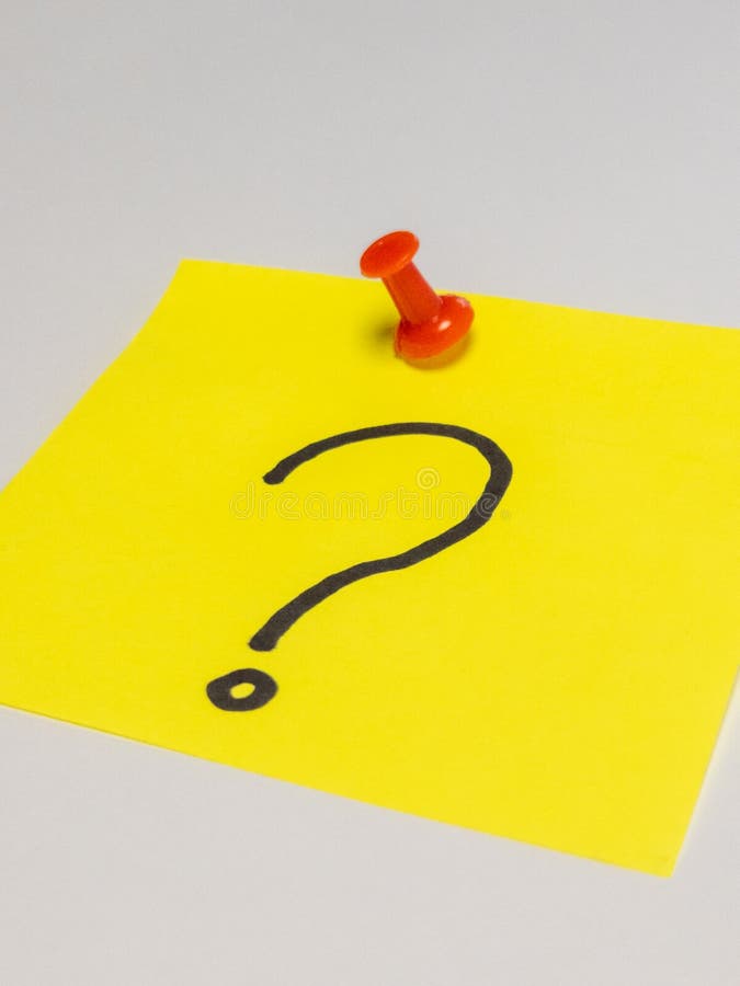 Question Mark on Yellow Sticky Note with Red Push Pin Stock Photo ...