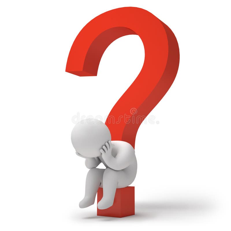 3d Man Thinking with Red Question Marks Above His Head Stock ...