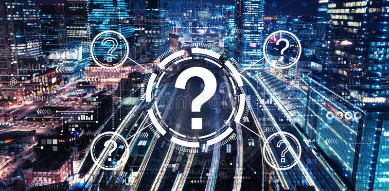 Question Marks with a Large Train Station Stock Image - Image of ...
