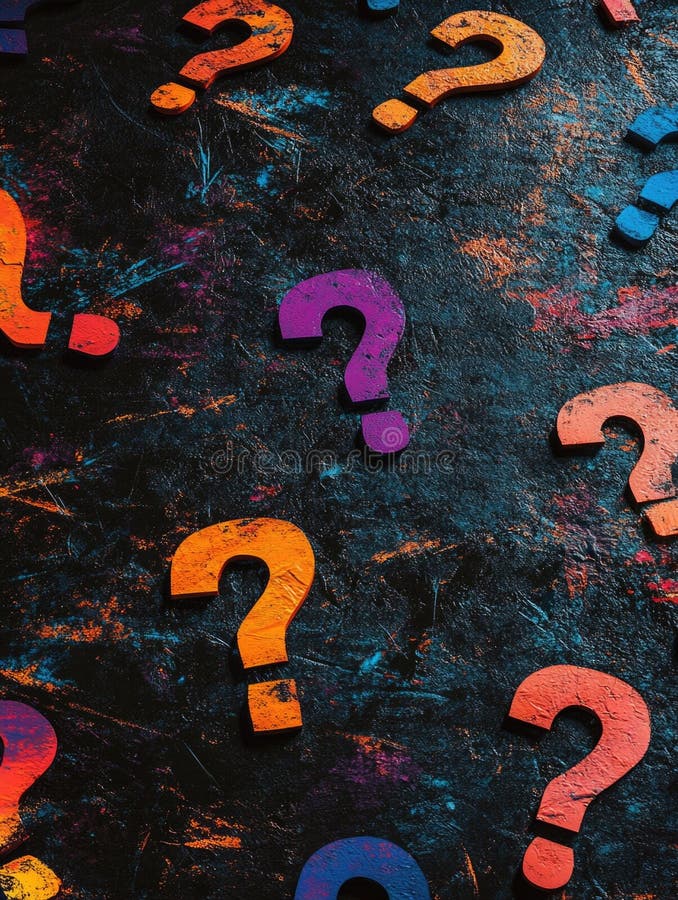 Question Marks on Black Surface Stock Image - Image of development ...