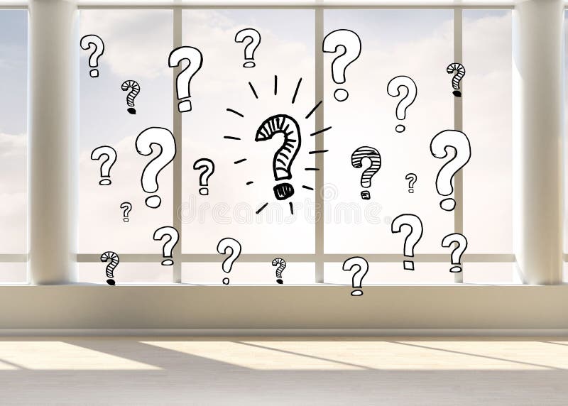 Question Marks in Bright Room Stock Illustration - Illustration of ...