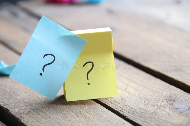 Question Marks on Cards on a Wooden Background Stock Image - Image of ...