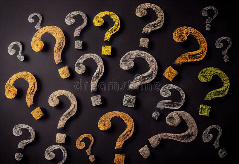 Question Marks Chalk Drawing on Blackboard Background . Generate Ai ...