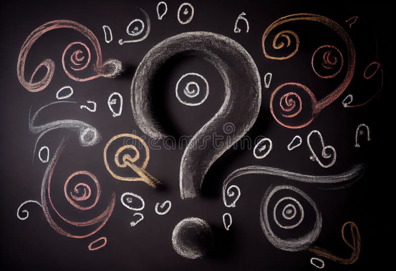 Question Marks Chalk Drawing on Blackboard Background . Generate Ai ...