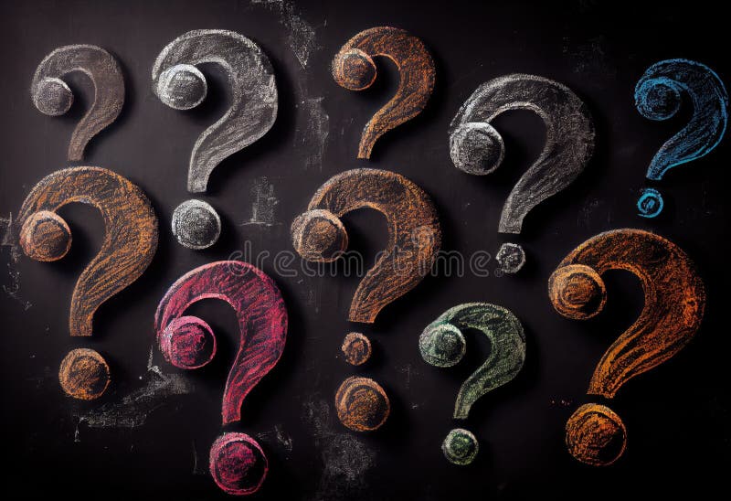 Question Marks Chalk Drawing on Blackboard Background . Generate Ai ...