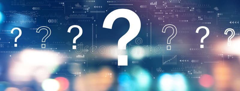 Question Marks with City Lights at Night Stock Image - Image of symbol ...