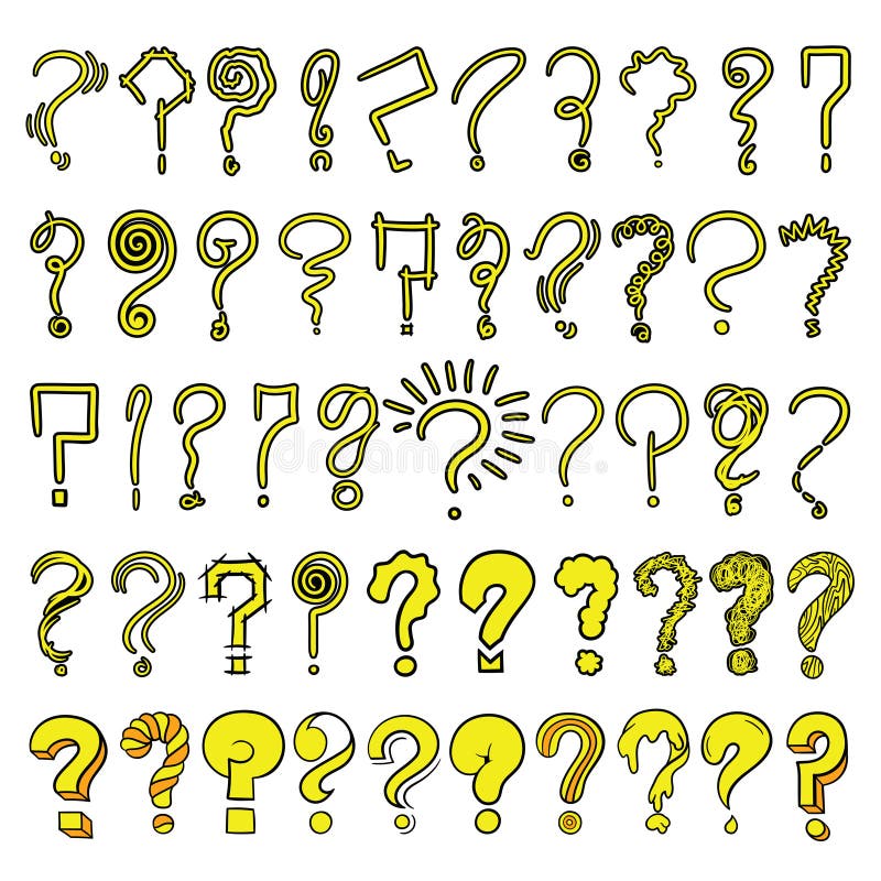 Set of Hand Drawn Vector Doodle Questions Marks. Stock Vector ...